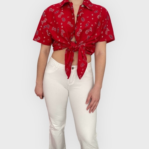 Bobbie Brooks | Tops | Vintage Bobbie Brooks Paisley Red Western Top ...